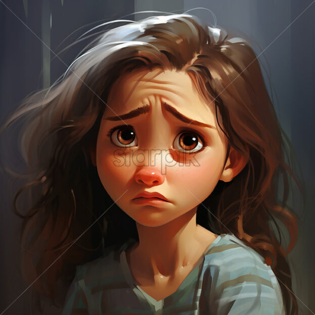 Generative AI a 10-year-old child with a sad facial expression ...